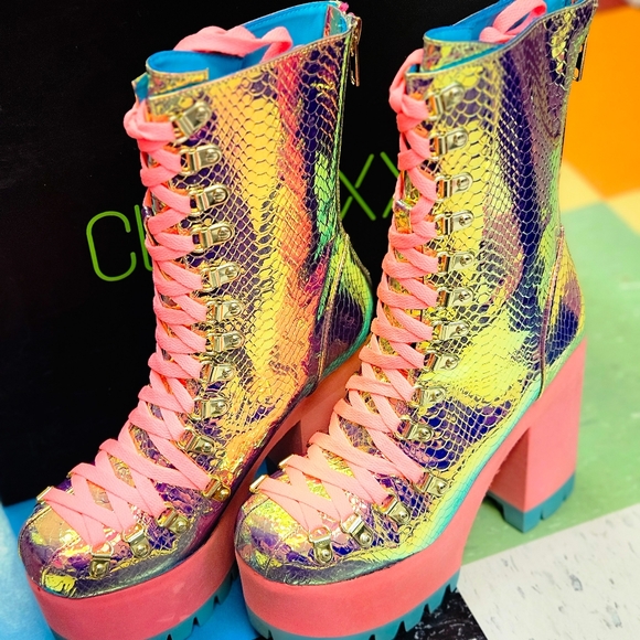 Dolls Kill | Shoes | Nib Poisonous Vixen Snake Platform Boots Club Exx ...